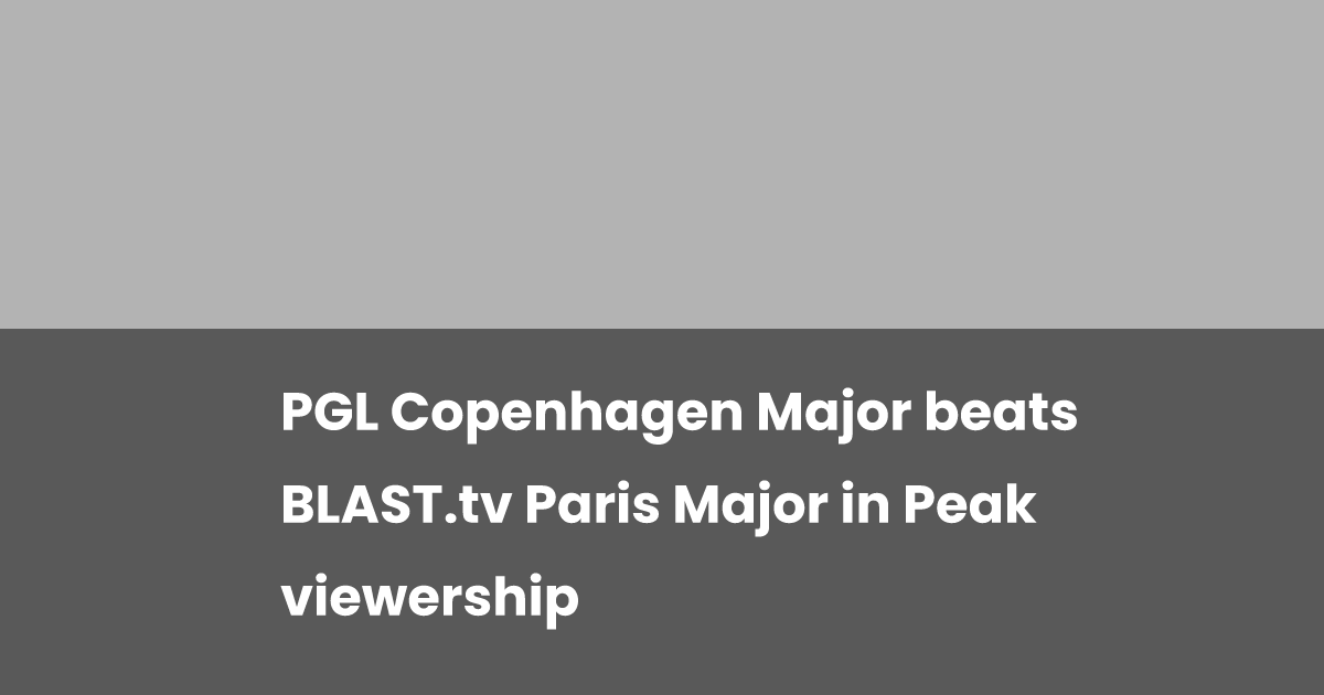 PGL Copenhagen Major beats BLAST.tv Paris Major in Peak viewership ...