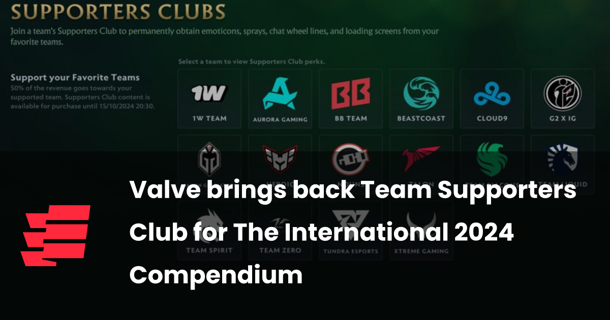 Valve brings back Team Supporters Club for The International 2024 ...
